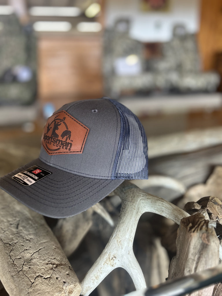 Gray & Navy Blue Leather Patch Hat – Sportsman Camo Covers